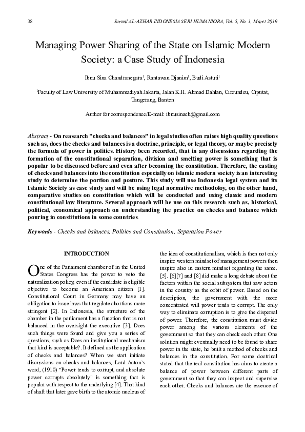 (PDF) Managing Power Sharing of the State on Islamic Modern Society: a ...