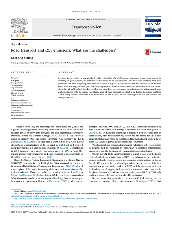 (PDF) Topical issues Road transport and CO 2 emissions: What are the ...