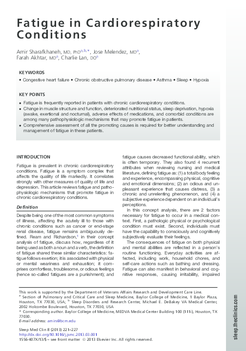 (PDF) Understanding Fatigue in Cardiac Conditions