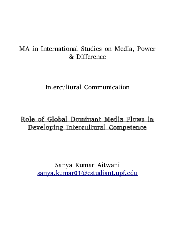 (PDF) Role of Global Dominant Media Flows in Developing Intercultural ...