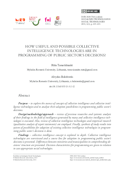 (PDF) How Useful and Possible Collective Intelligence Technologies Are ...