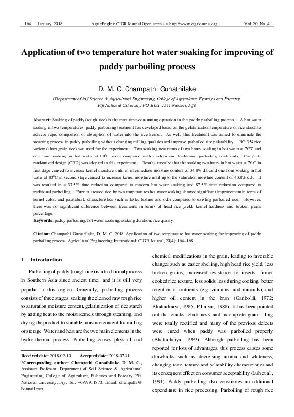 (PDF) Application of two temperature hot water soaking for improving of ...