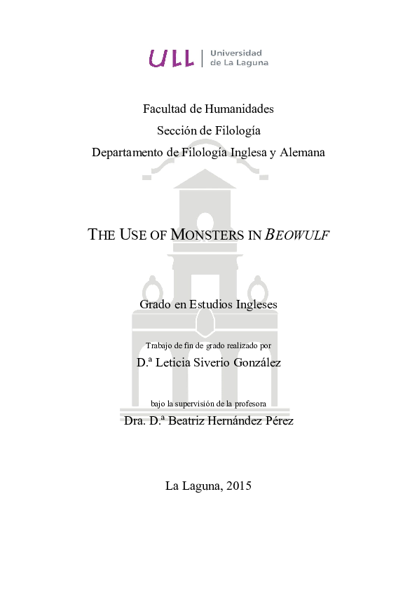 (PDF) THE USE OF MONSTERS IN BEOWULF