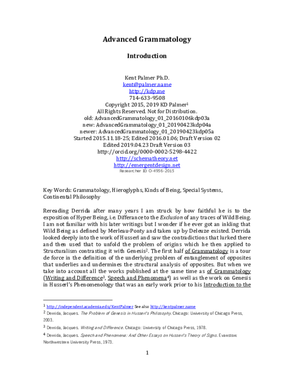 (PDF) Advanced Grammatology 01: Introduction