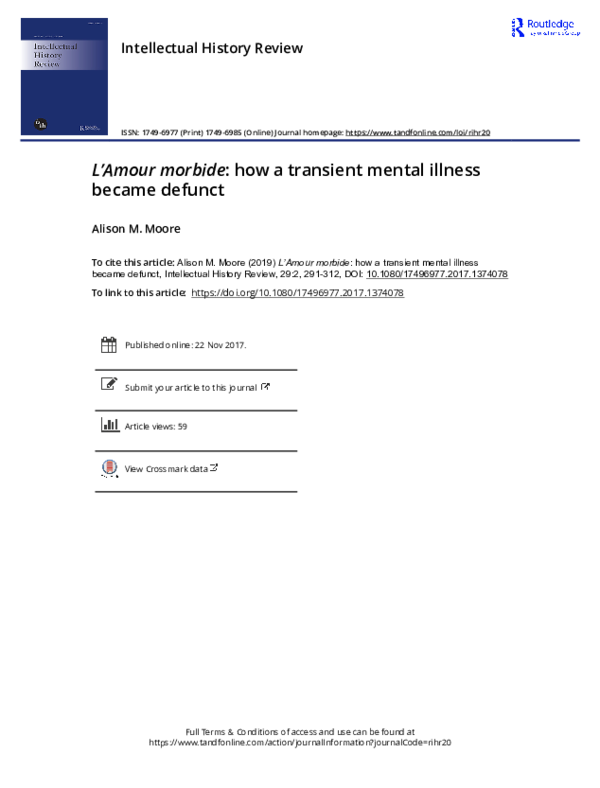 (PDF) L'Amour morbide: how a transient mental illness became defunct