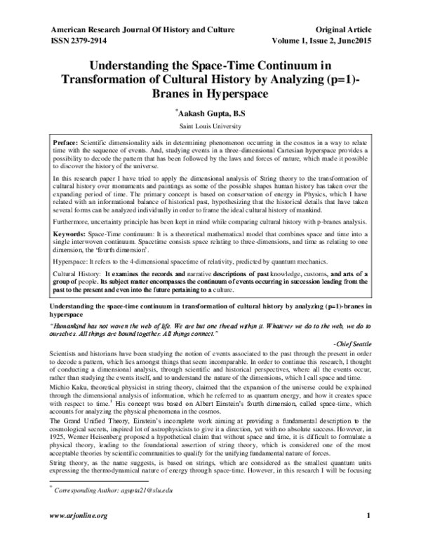 (PDF) Understanding the Space-Time Continuum in Transformation of ...