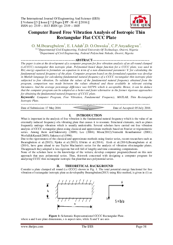 (PDF) Computer Based Free Vibration Analysis of Isotropic Thin ...
