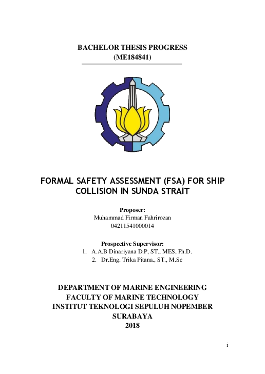 (DOC) Formal Safety Assessment (FSA) for Ship Collision in Sunda Strait