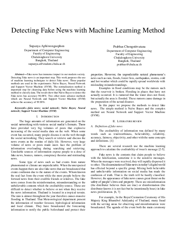 (PDF) Detecting Fake News with Machine Learning Method | Simranjeet ...