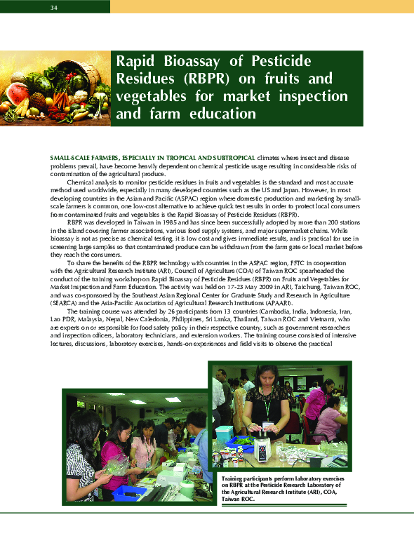 (PDF) Rapid Bioassay of Pesticide Residues (RBPR) on fruits and ...