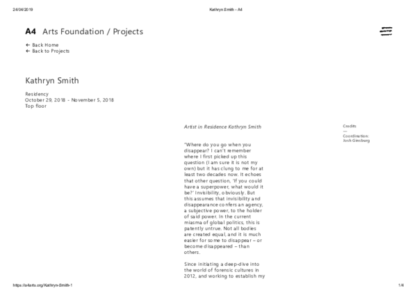 (PDF) Residency at A4 Arts Foundation, Cape Town