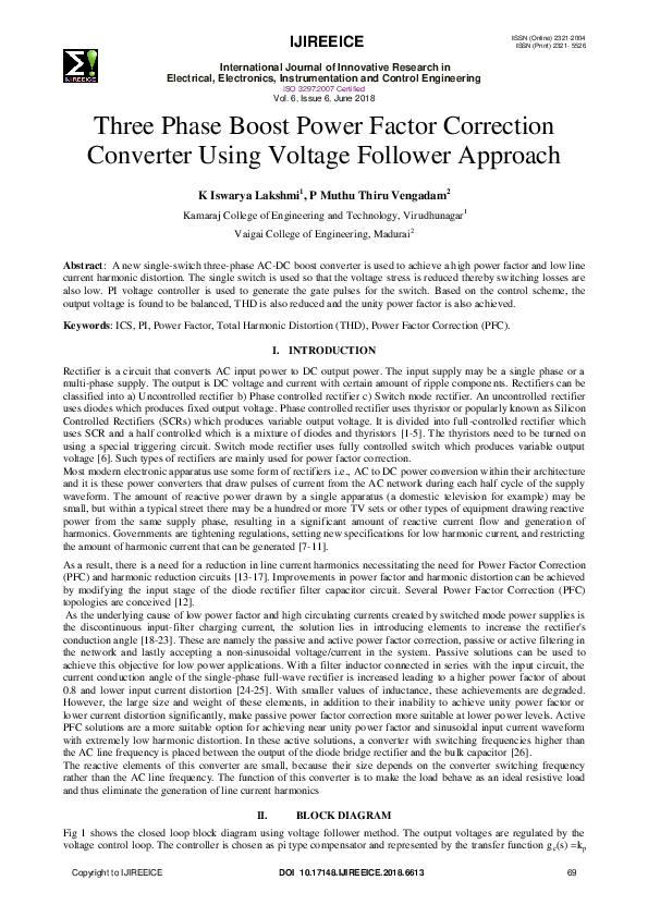 (PDF) Three Phase Boost Power Factor Correction Converter Using Voltage ...