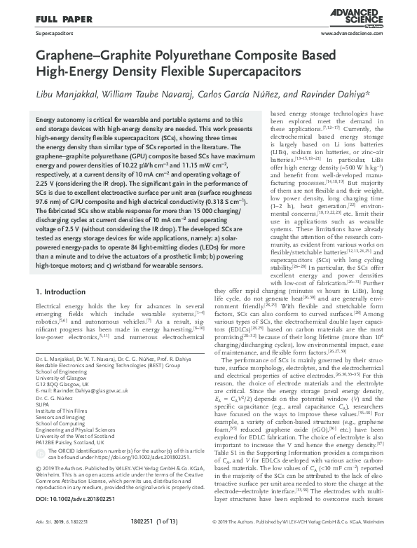 (PDF) Graphene-Graphite Polyurethane Composite Based High-Energy Density Flexible Supercapacitors