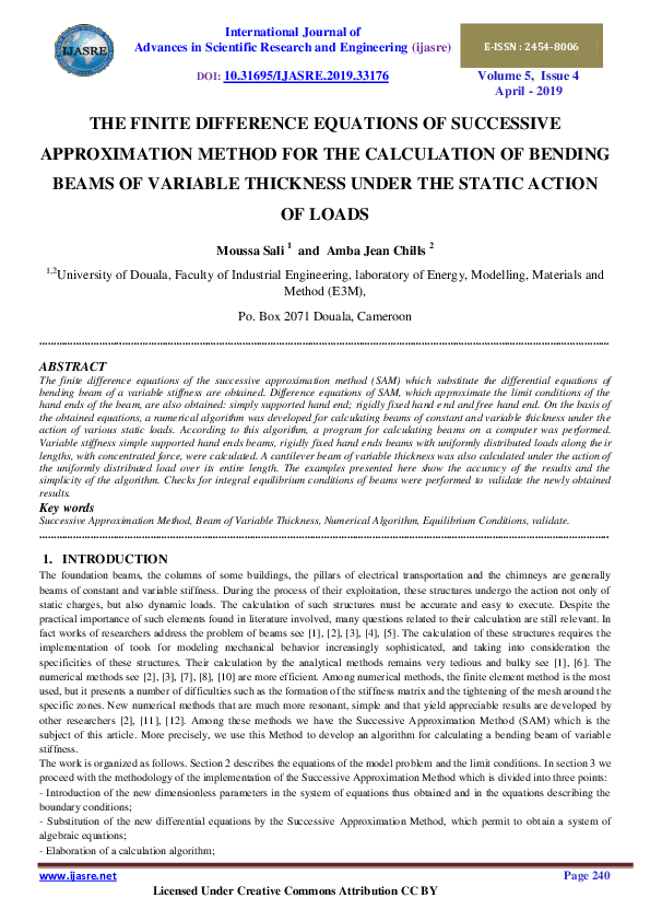 Pdf The Finite Difference Equations Of Successive Approximation Method For The Calculation Of