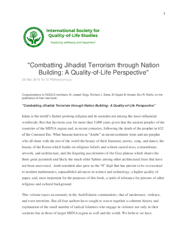 (PDF) "Combatting Jihadist Terrorism through Nation Building: A Quality ...