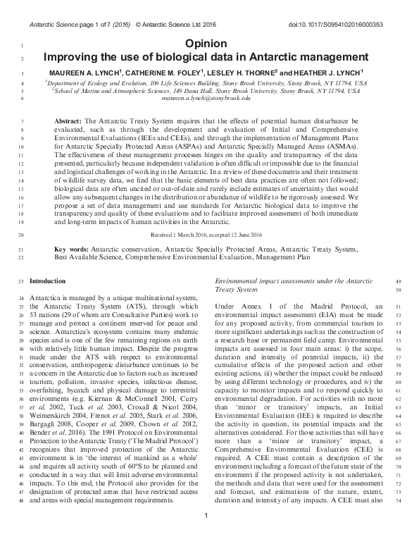 (PDF) Improving the use of biological data in Antarctic management ...