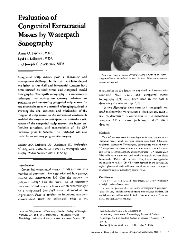 (PDF) Evaluation of congenital extracranial masses by waterpath sonography