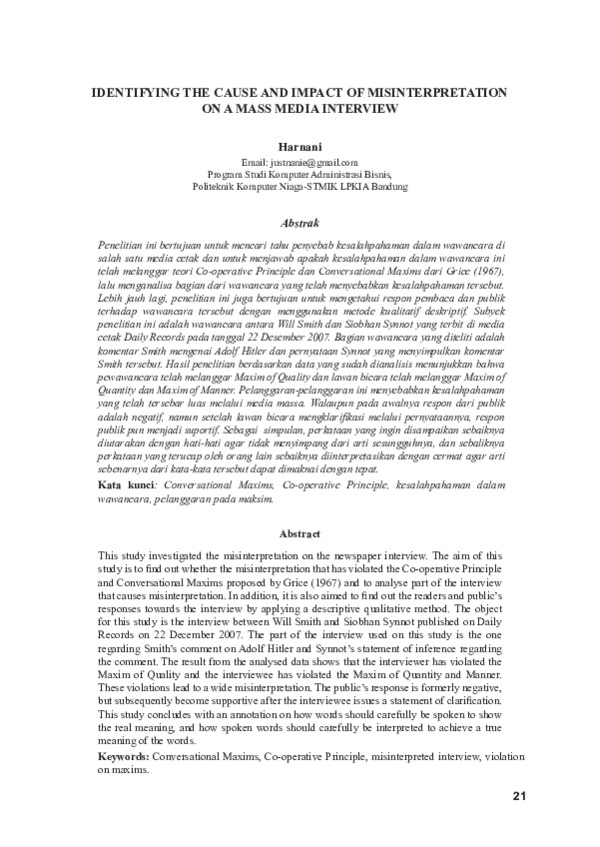 (PDF) IDENTIFYING THE CAUSE AND IMPACT OF MISINTERPRETATION ON A MASS ...