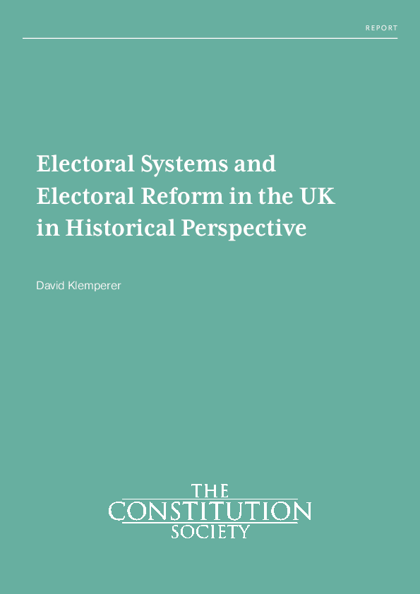(PDF) Electoral Systems and Electoral Reform in the UK in Historical ...