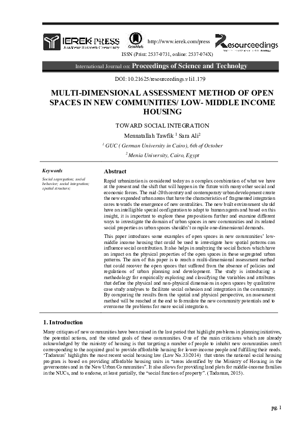 (PDF) Multi-Dimensional Assessment Method of Open Spaces in New ...