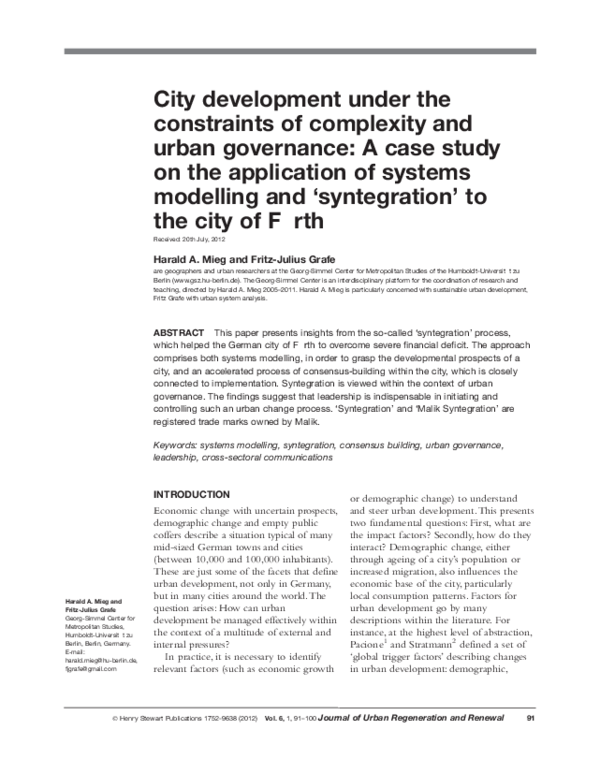 (PDF) City development under the constraints of complexity and urban ...