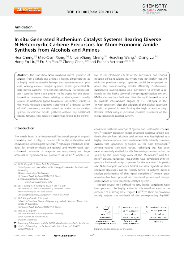 (PDF) In situ Generated Ruthenium Catalyst Systems Bearing Diverse N-Heterocyclic Carbene ...