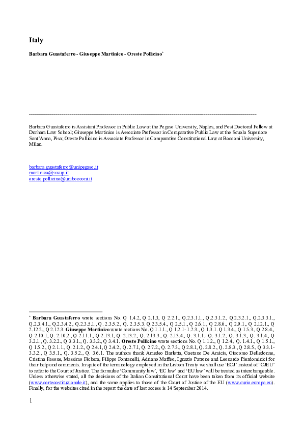 (PDF) The Constitution of Italy: Axiological Continuity Between the ...