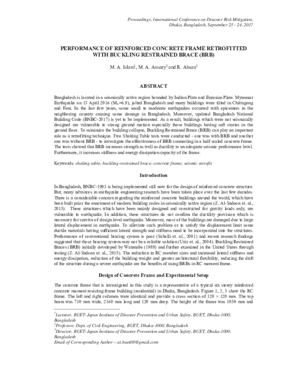 (PDF) PERFORMANCE OF REINFORCED CONCRETE FRAME RETROFITTED WITH ...