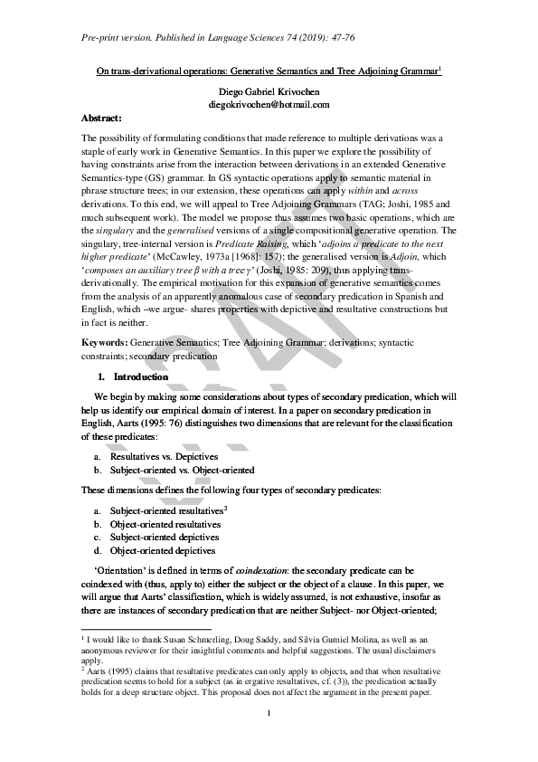 (PDF) (2019) On trans-derivational operations: generative semantics and ...