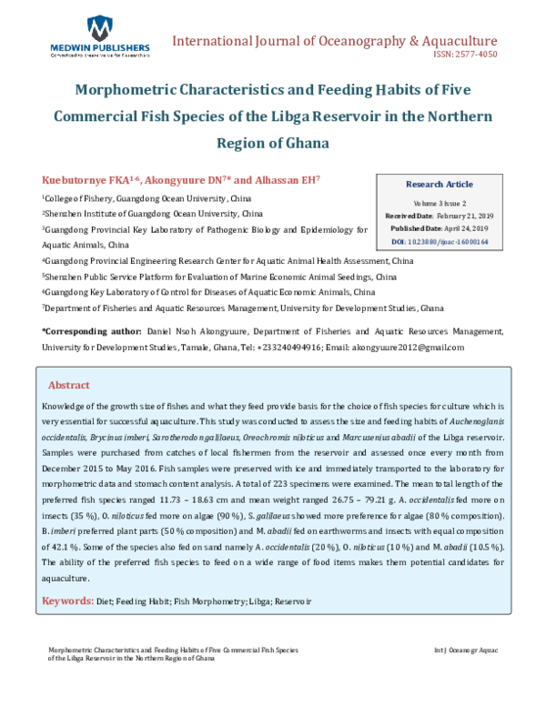 (PDF) Morphometric Characteristics and Feeding Habits of Five ...
