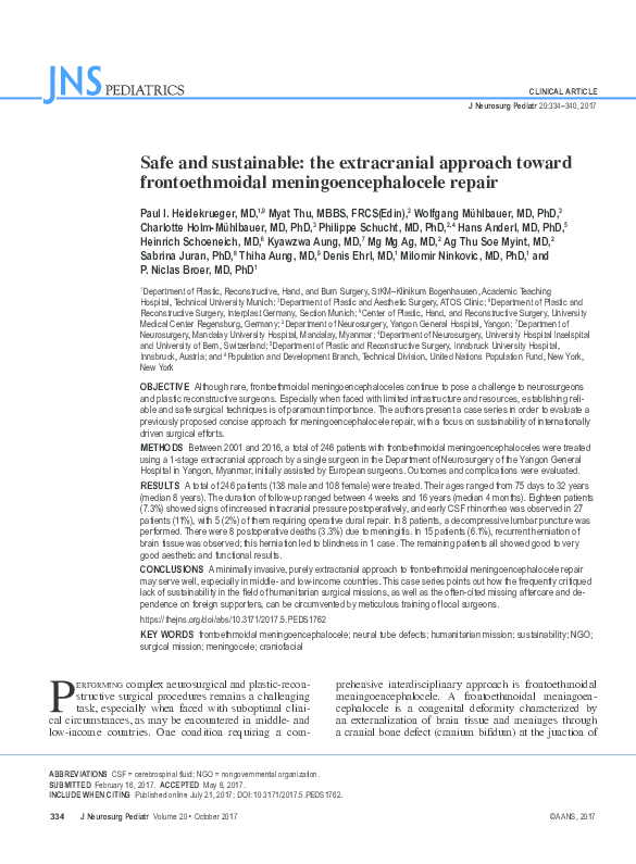 (PDF) Safe and sustainable: the extracranial approach toward ...