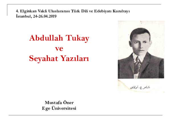 (PPT) Abdullah Tukay'ın Seyahat Yazıları