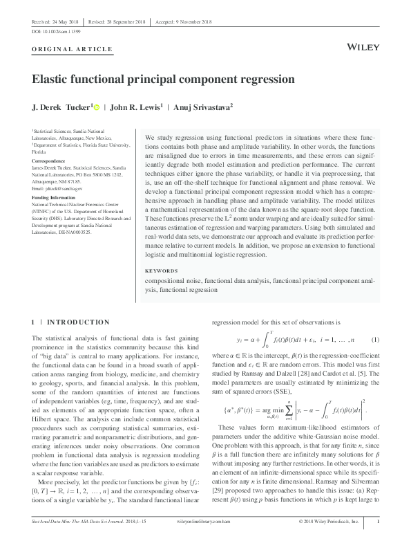 (PDF) Elastic functional principal component regression