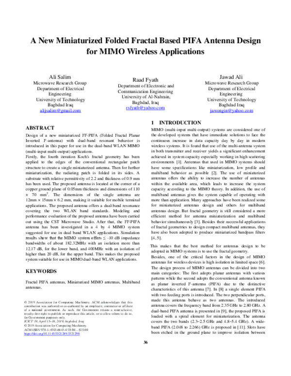 (PDF) A New Miniaturized Folded Fractal Based PIFA Antenna Design for ...