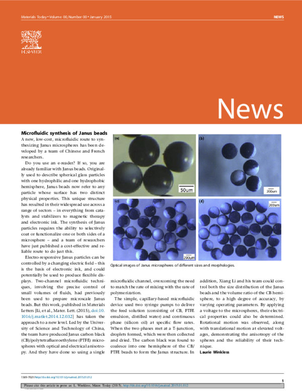 (PDF) Microfluidic synthesis of Janus beads