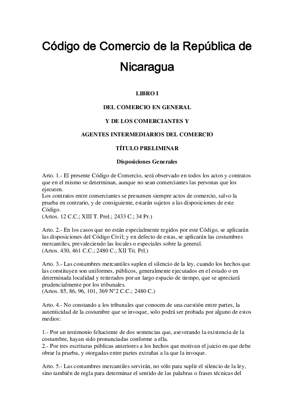 (PDF) Codigo de comercio de nicaragua
