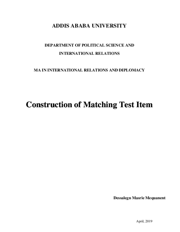 (DOC) Constructing Matching Test Item by Dessalegn Masrie Mequanent