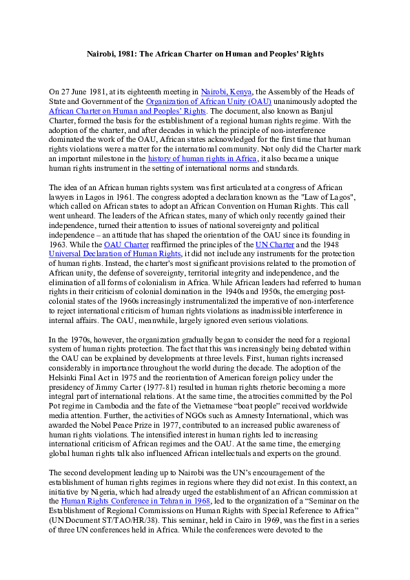 (PDF) Nairobi, 1981: The African Charter on Human and Peoples' Rights ...