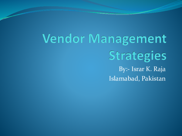 (PPT) Successful Vendor Management Strategies