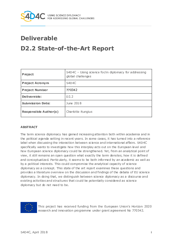 (PDF) Rungius, C.; Flink, T. (2019) State of the Art Report on Science ...