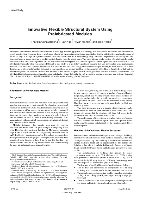 (PDF) Innovative Flexible Structural System Using Prefabricated Modules