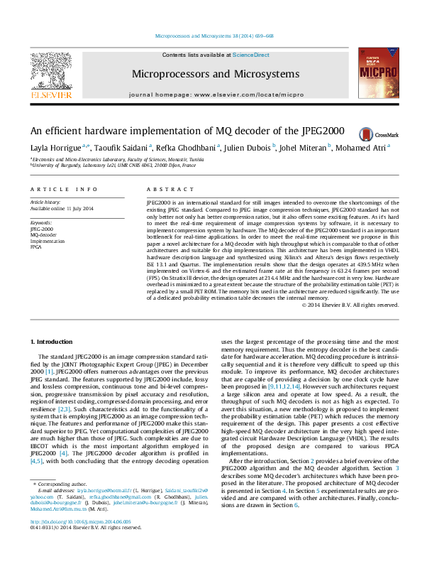 An Efficient Hardware Implementation Of Mq Decoder Of The Jpeg2000