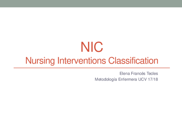 (PDF) NIC Nursing Interventions Classification