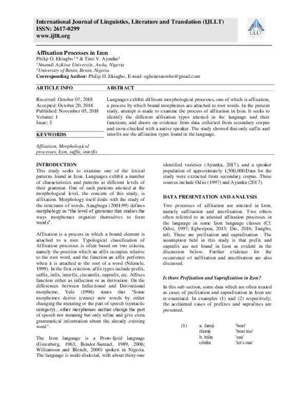 (PDF) Affixation Processes in Izon