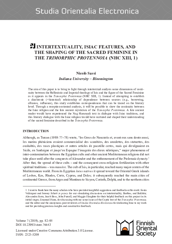 (PDF) Intertextuality, Isiac Features, and the Shaping of the Sacred ...