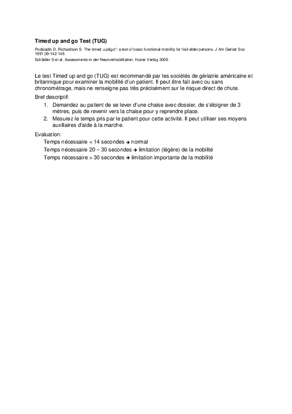(PDF) Timed up and go Test (TUG