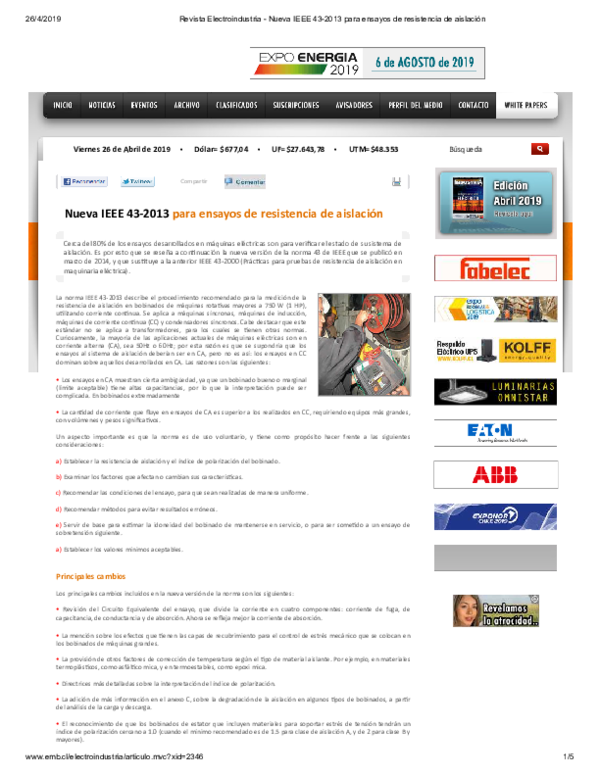 (PDF) Revista Electroindustria -Nueva IEEE 43-2013 para ensayos de ...