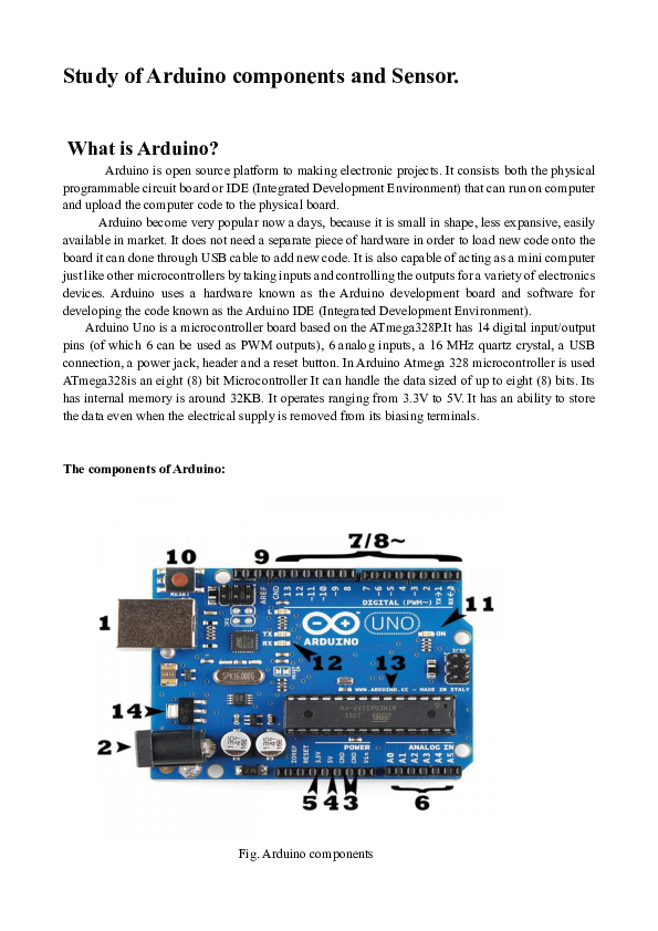 (PDF) Study of Arduino components and Sensor