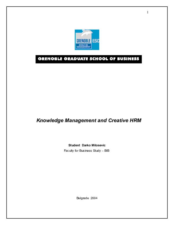 (DOC) Knowledge Management and Creative HRM