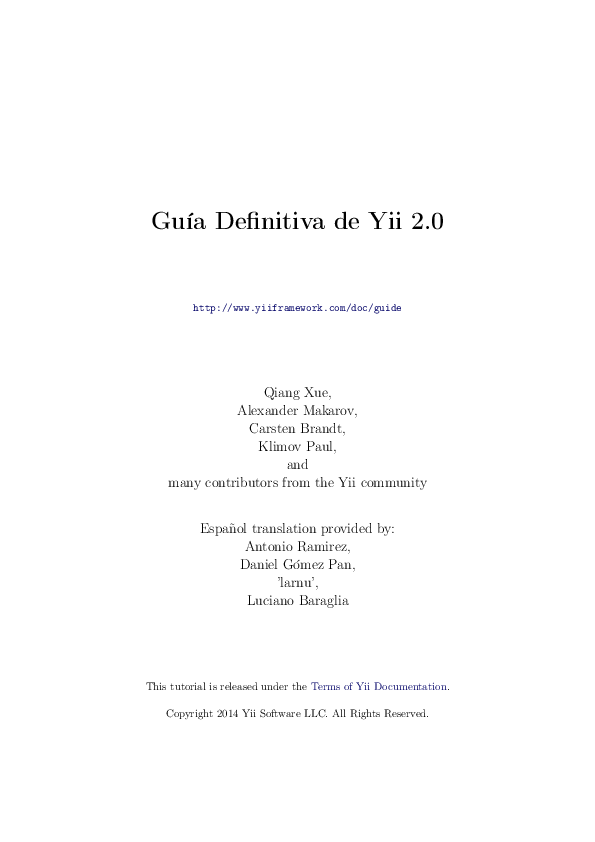 (PDF) Guía Definitiva de Yii 2.0
